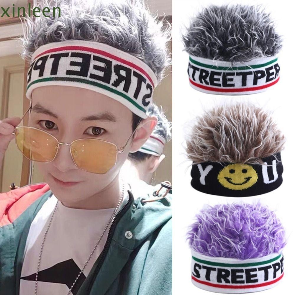 XINLEEN Spiked Fake Hair Hat, Retro Hip Hop Short Melon Wig Cap ...
