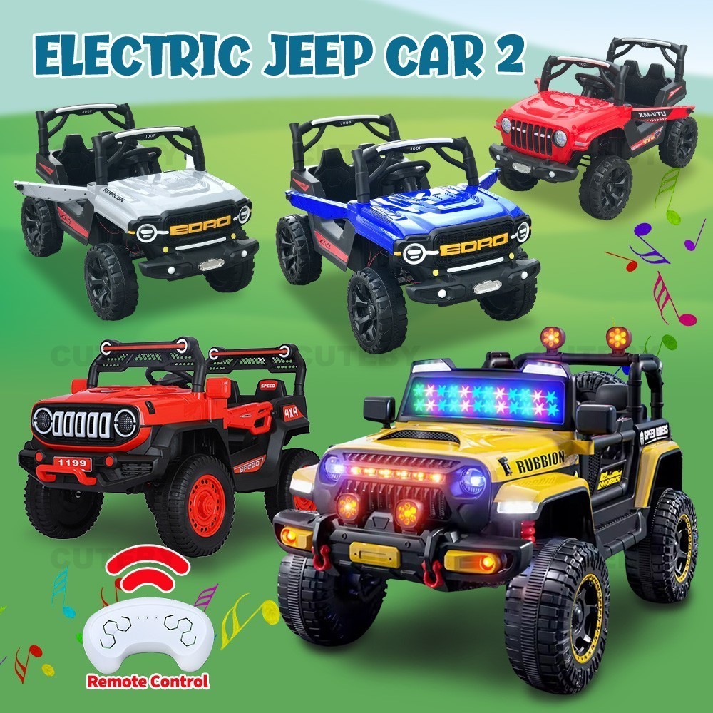 ELECTRIC JEEP CAR 2 kereta mainan elektrik budak Kids Car with RC LED ...