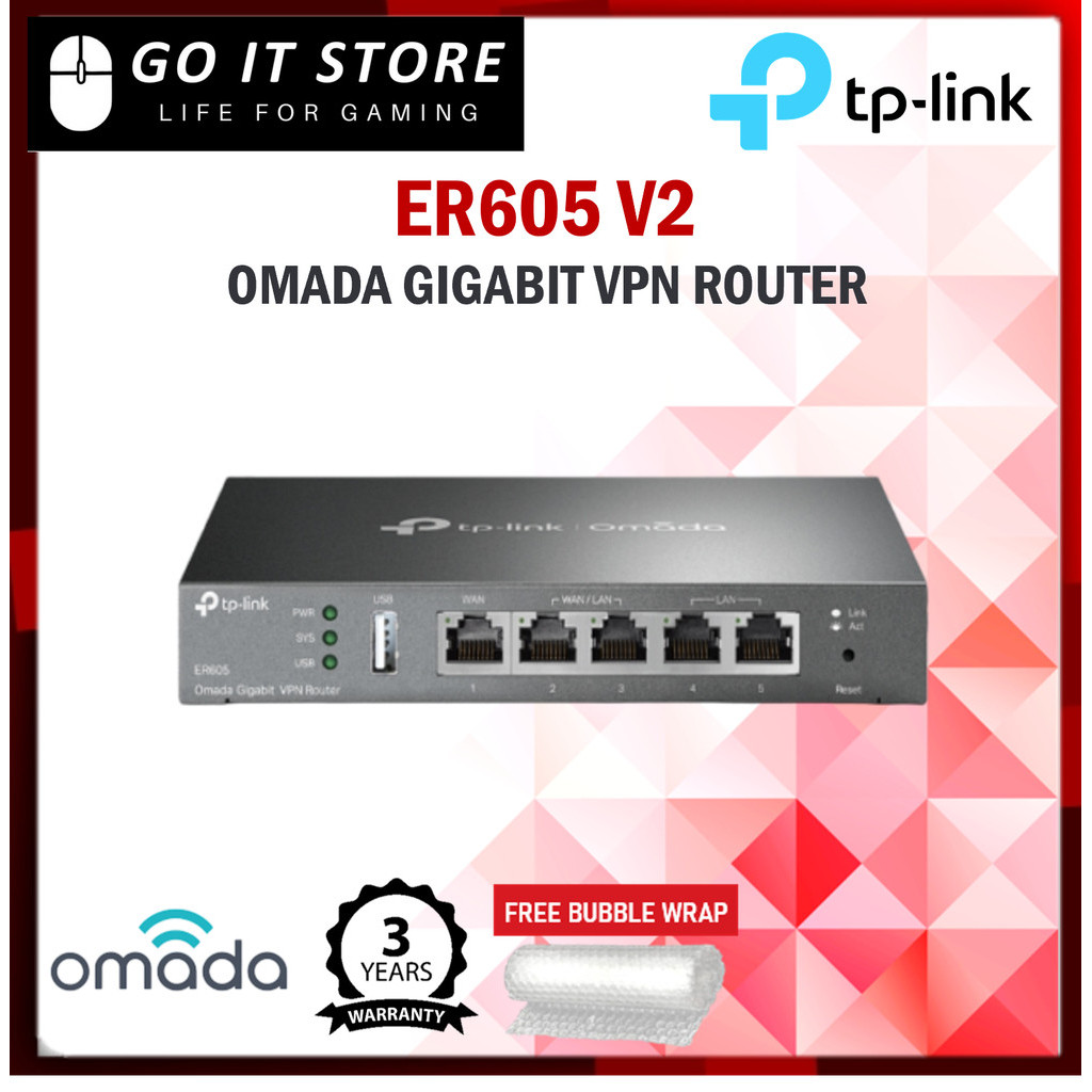 TP-Link ER605 V2 Omada Gigabit VPN Router (TL-R605) | Shopee Malaysia