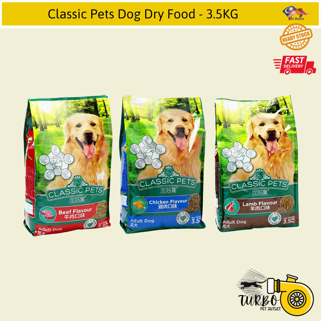 Classic Pets Adult Dog Dry Food - Chicken / Beef / Lamb Flavour - 3.5kg ...