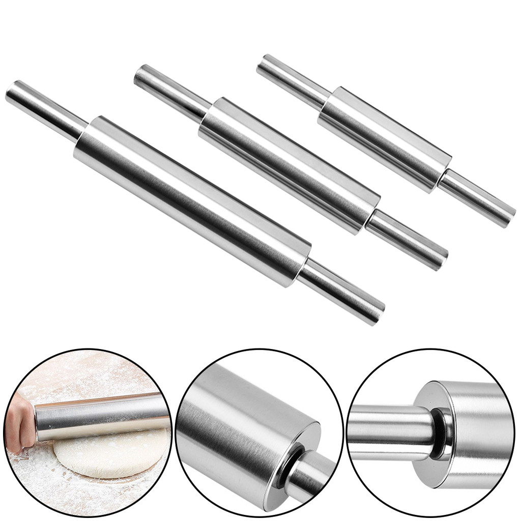 M/L/XL Stainless Steel Rolling Pin Non-stick Pastry Dough Roller Bake ...