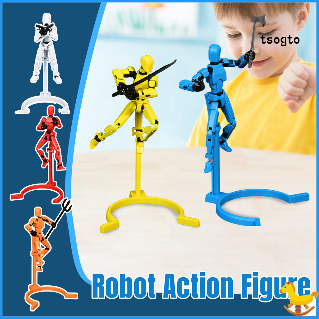 [Toto] 1 Set Robot Action Figure with Stand Accessories Multi-jointed ...