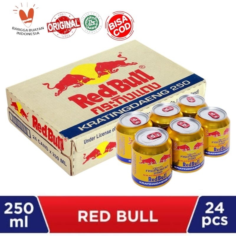 kratindaeng Red Bull Botol Kaleng Kemasan 250ml/harga untuk satu karton ...