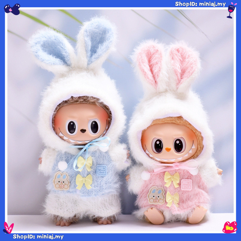 Clothes only] 17cm labubu macaron clothes|Fluffy rabbit ear top+fluffy ...