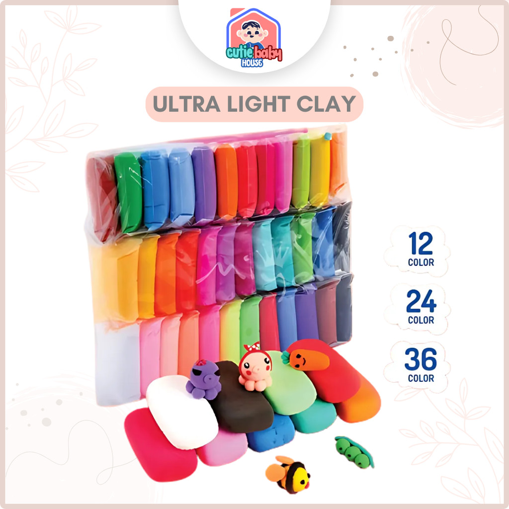 12/24/36 Colors Super Light Clay Set Non-Toxic Ultralight DIY Air Dry Clay Set Butter Slime ...