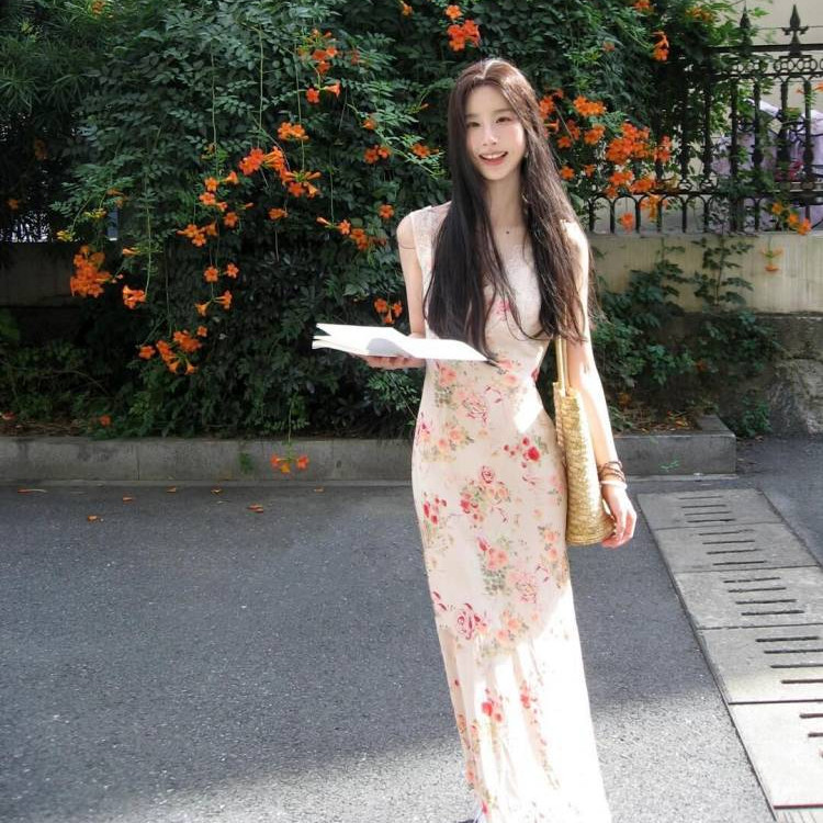 Slightly Oversized Girls Romantic Lace Floral Dress Women's Atmosphere ...
