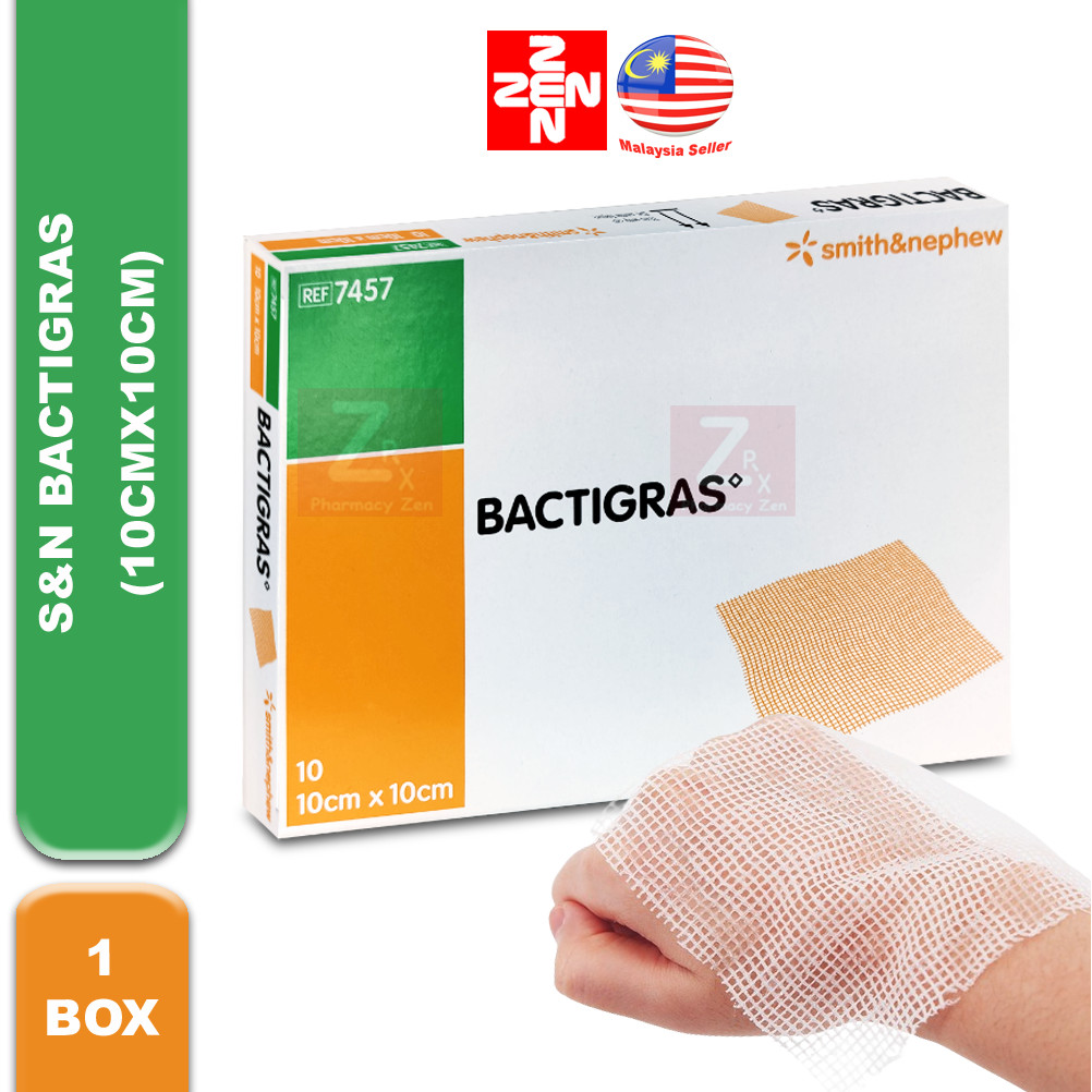 [1 BOX] Smith & Nephew Bactigras Antiseptic Paraffin Dressing (10cm x ...