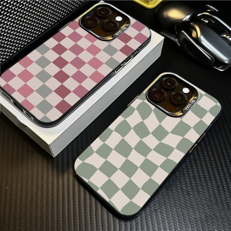 Colorful Plaid Phone Case For iPhone 11 12 13 14 15 16 Pro Max X XS XR ...