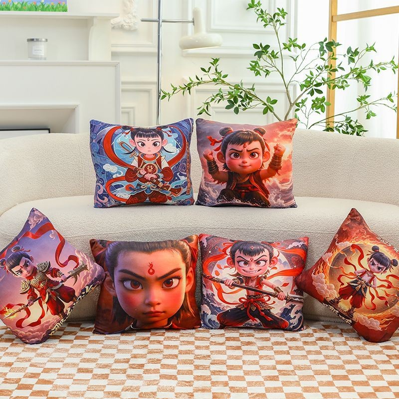 Nezha Pillow Plush Toy Pillow Sofa Cute Cartoon Living Room Devil Boy ...