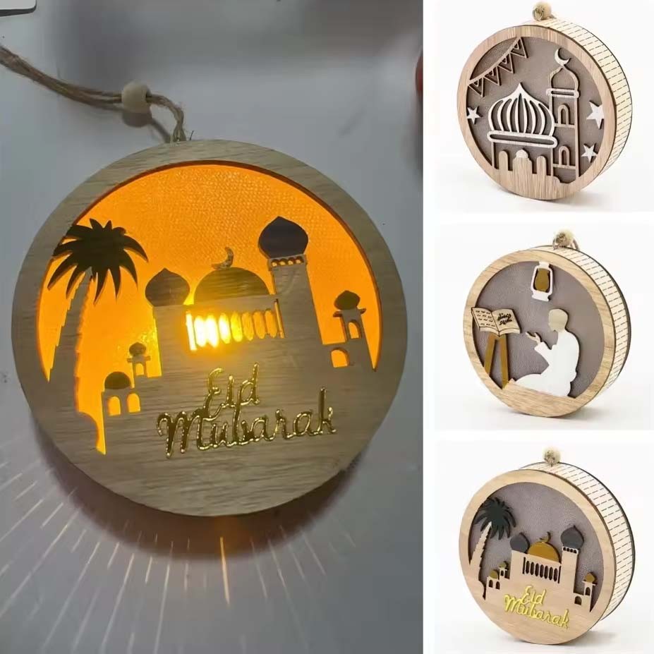 Eid Wooden LED Light Ramadan Home Decor Islamic Muslim Party Ornament ...