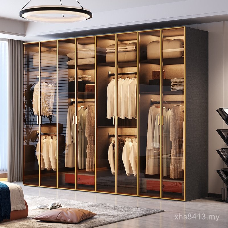 Household Wardrobe Bedroom 18MM Full Cabinet Cloth Pattern Gray Light ...