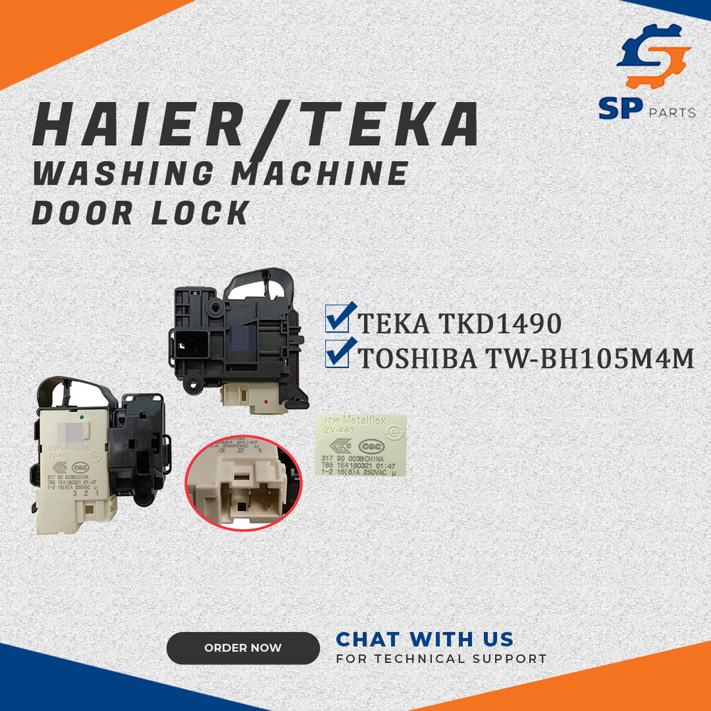 HAIER/TEKA WASHING MACHINES DOOR LOCK – 3PIN ZV-447-MODEL TEKA TKD1490 ...