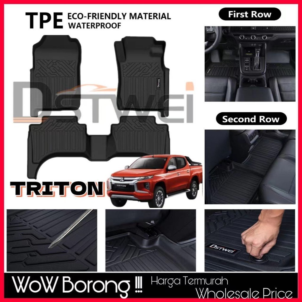 DSTWEI TPE Car Mat Car Carpet Karpet Kerete TPE compatible for TRITON ...