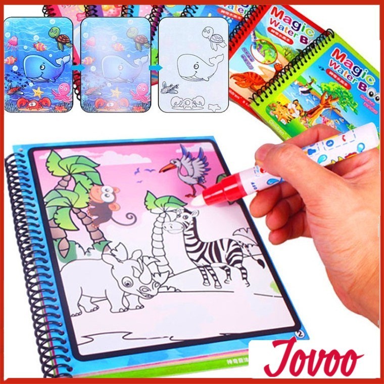 ( 𝗥𝗘𝗨𝗦𝗔𝗕𝗟𝗘) Buku Lukisan Air Magic Water Book Kids Children Drawing ...