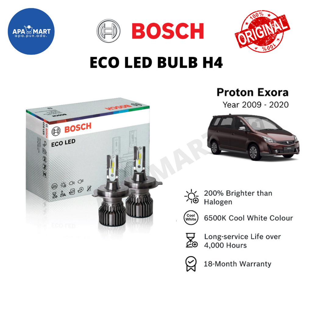 BOSCH Eco H4 LED Headlamp Bulb Cool White (2pcs) 12V 24W for Proton ...
