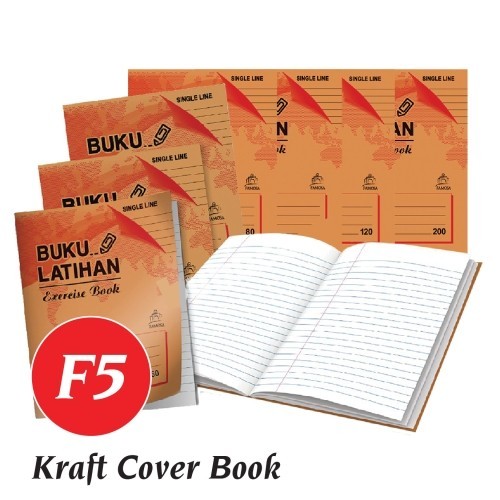 F5 Kraft Cover Exercise Book 80pgs | Kraft Cover Book | Soft Cover ...