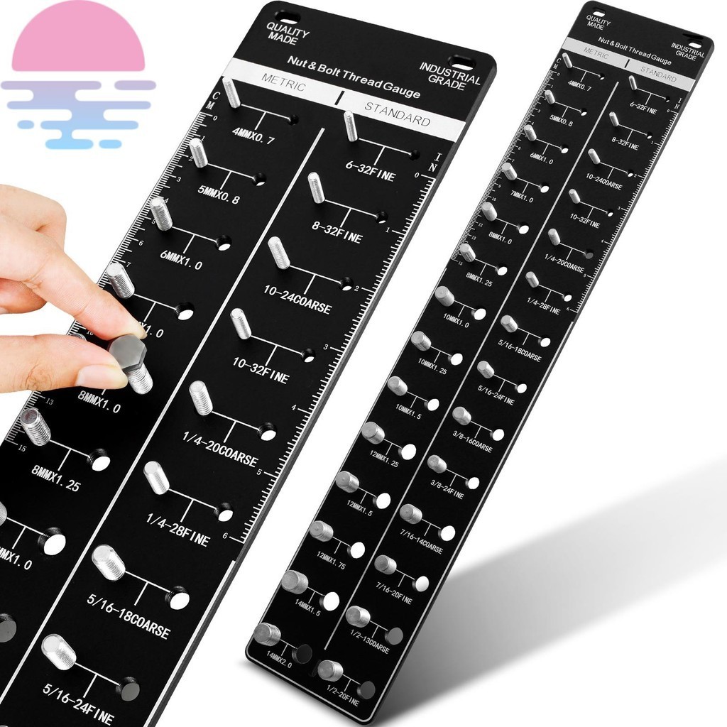 Nut and Bolt Thread Checker 28 Thread Identifier Gauge Inch and Metric ...