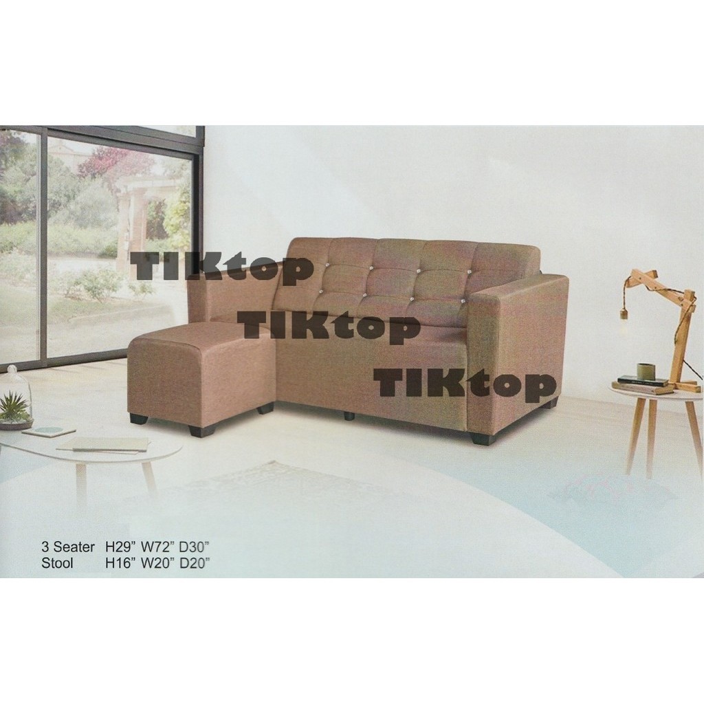 Tiktop Furniture Harga Kilang Brown 3 Seater Sofa 1 Stool L Shape Sofa ...
