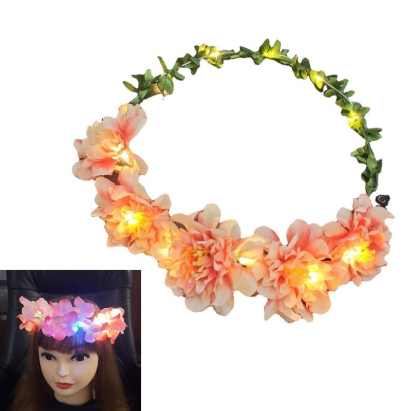 Mo* Hawaiian Led Flower Headband Glowing Floral Hair Accessory ...
