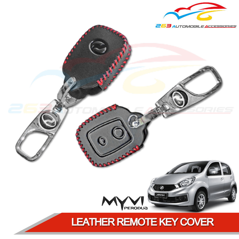 PERODUA MYVI 2011-2017 LEATHER KEY COVER CASING (BLACK & RED LINER ...
