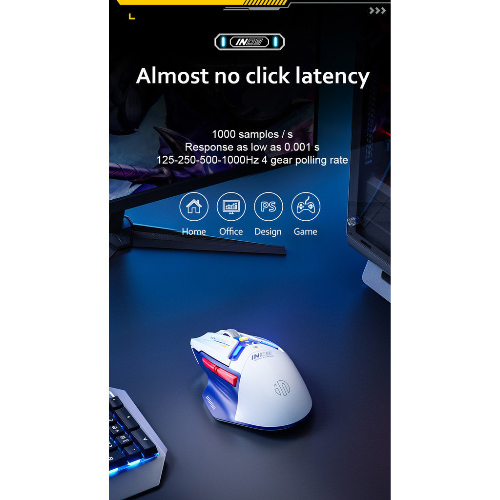 Inphic IN9 Tri-Mode Wireless Mouse Rechargeable RGB Gaming Mice ...