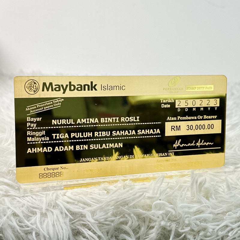 CUSTOM Replika Cek/Exclusive Mock cheque/Cek Hantaran/Mock cek perkahwinan/Cek Akad Nikah/MockUp ...