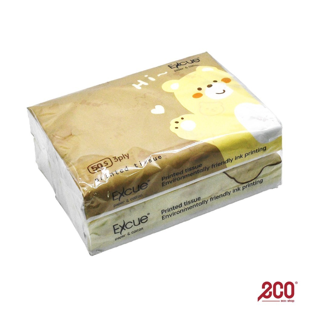 Excue Paper & Cotton Printed Tissue 3ply (2pcs/pack) 50's/pack | Shopee ...