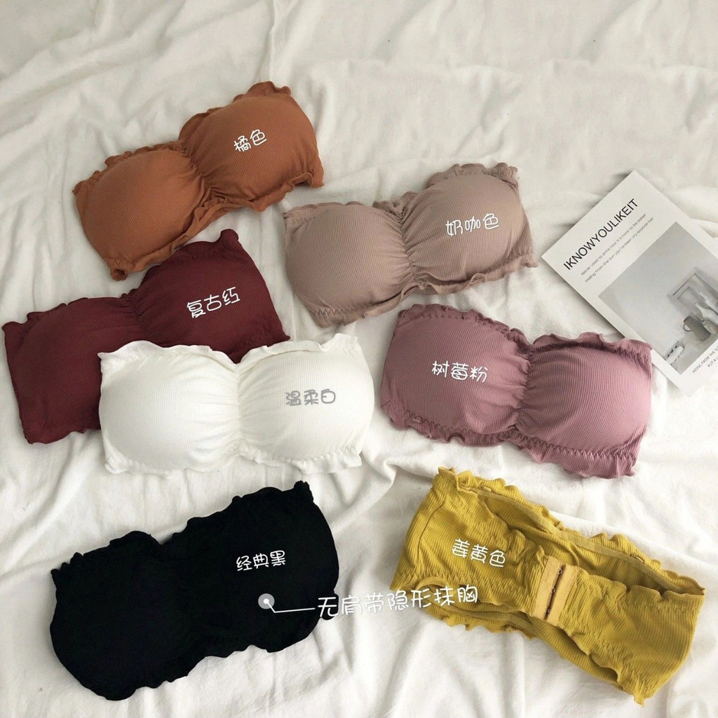 Strapless Tube Top Underwear Women Gathering Seamless Anti-glare Wrap ...
