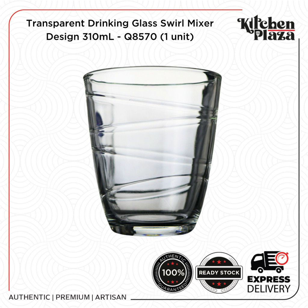 Transparent Drinking Glass Swirl Mixer Design 310mL - Q8570 (1 unit ...