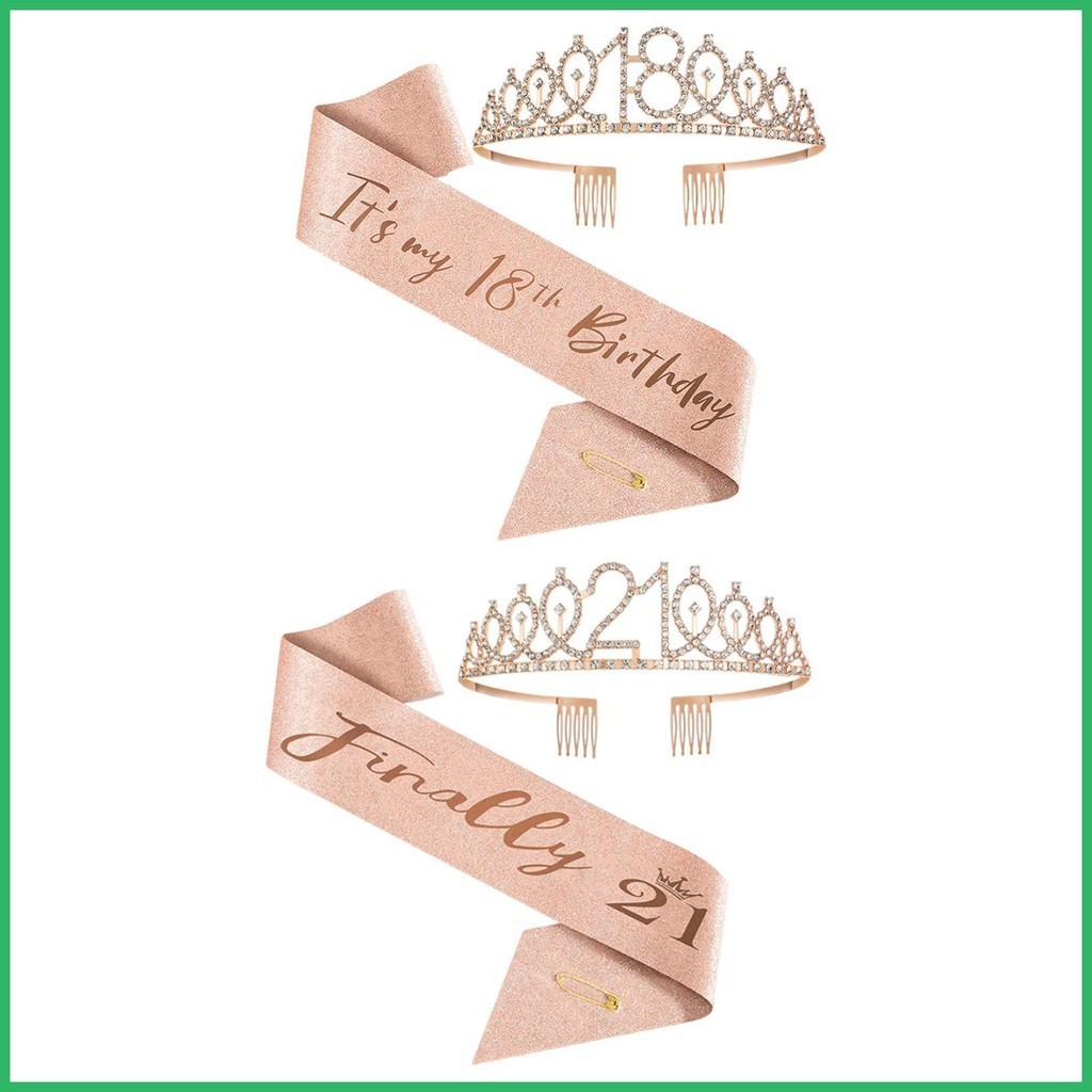 18th Birthday Sash And Crown Elegant 18th Birthday Crown And Sash Set ...