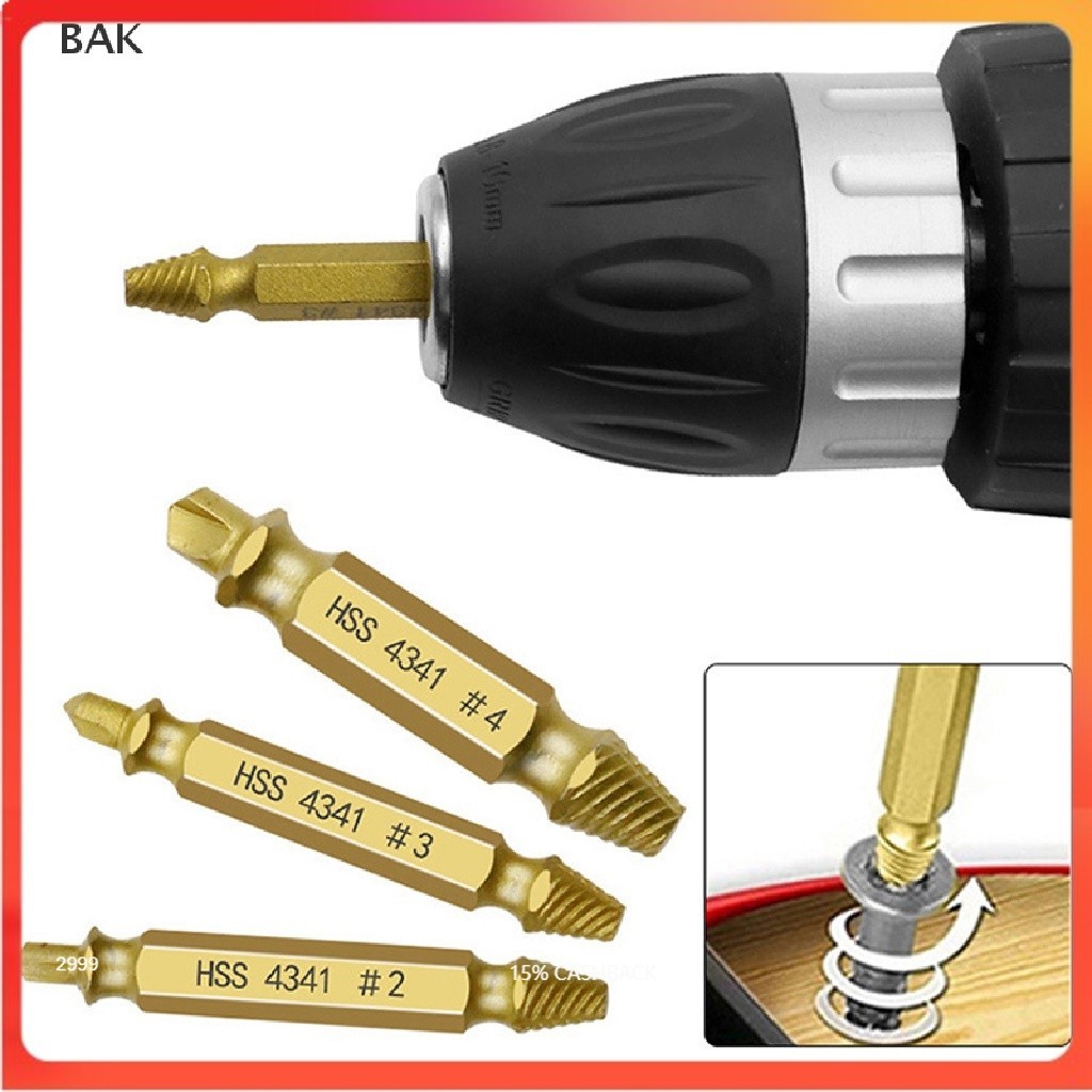 Broken Screw Bolt Remover Damaged Screw Extractor Drill Bit Set BAK 6 ...