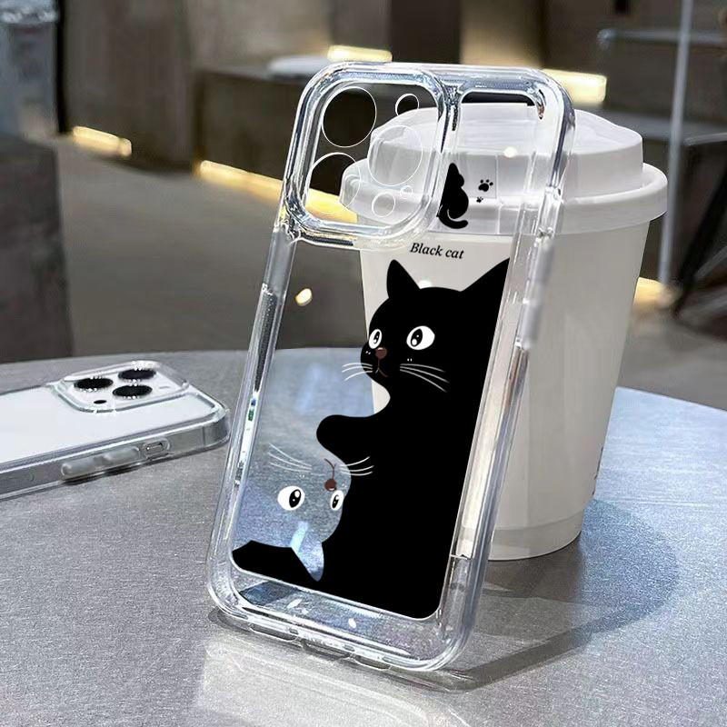 Cute Cartoon Black Cat Phone Case For Samsung Galaxy S23 FE Case S24 ...