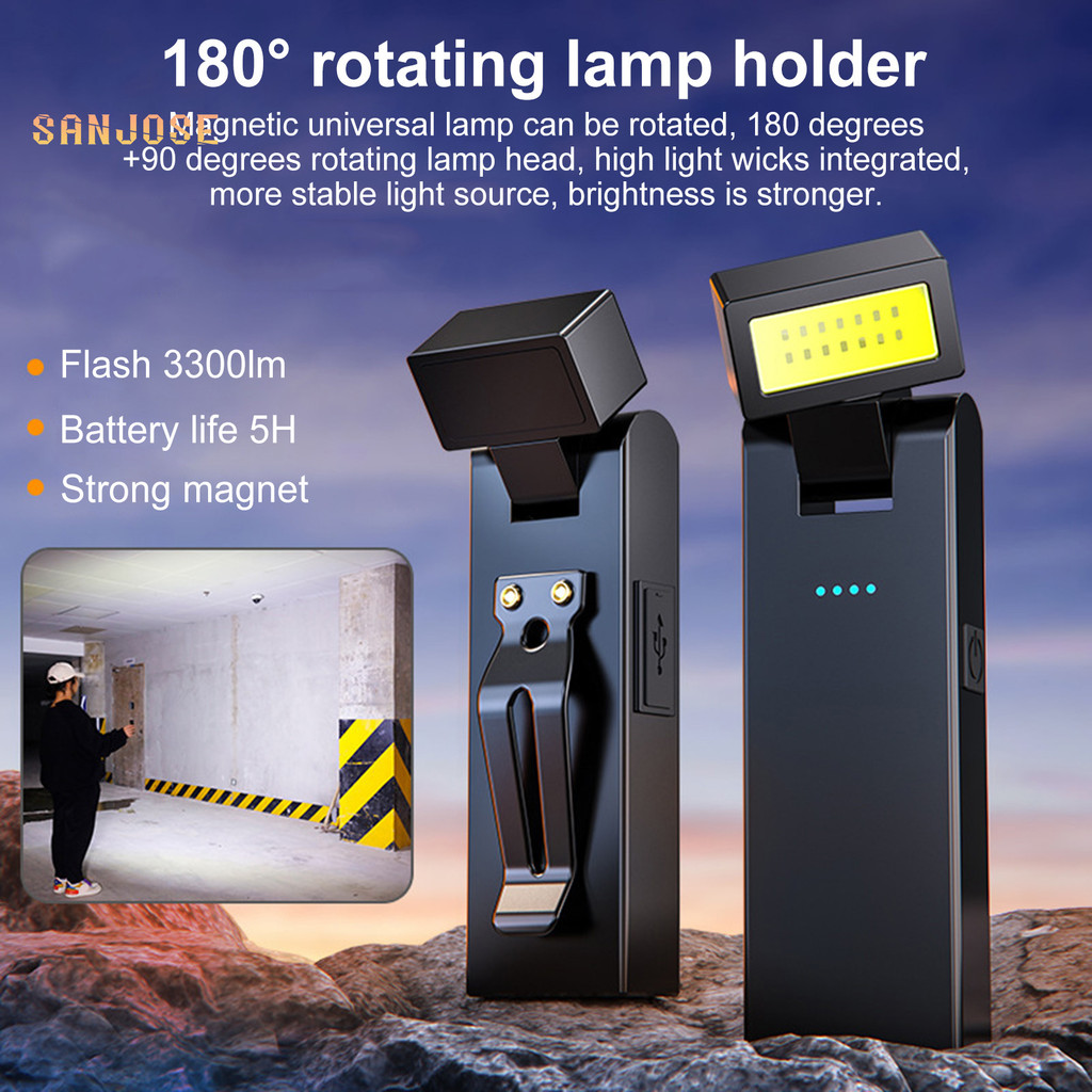 SJS-180 Degrees Rotating Mini Flashlight Super Bright Rechargeable ic ...