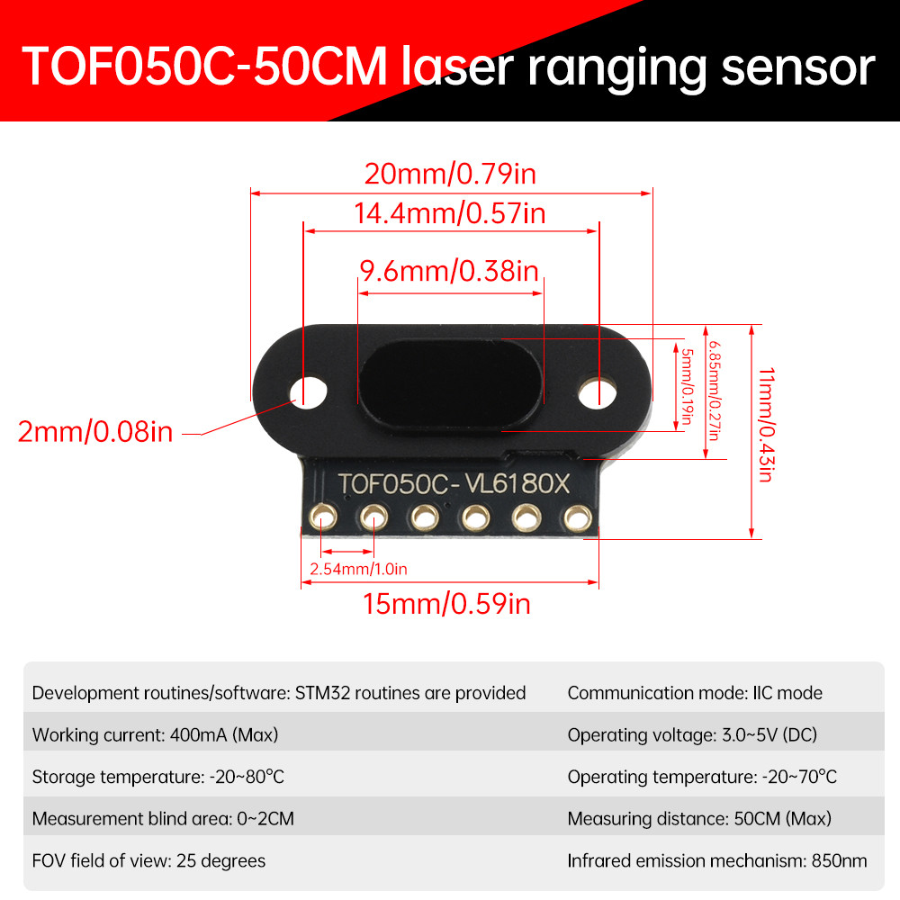 Pcbfun TOF050C 200C 400C Laser Distance Sensor Module ToF Time-of ...