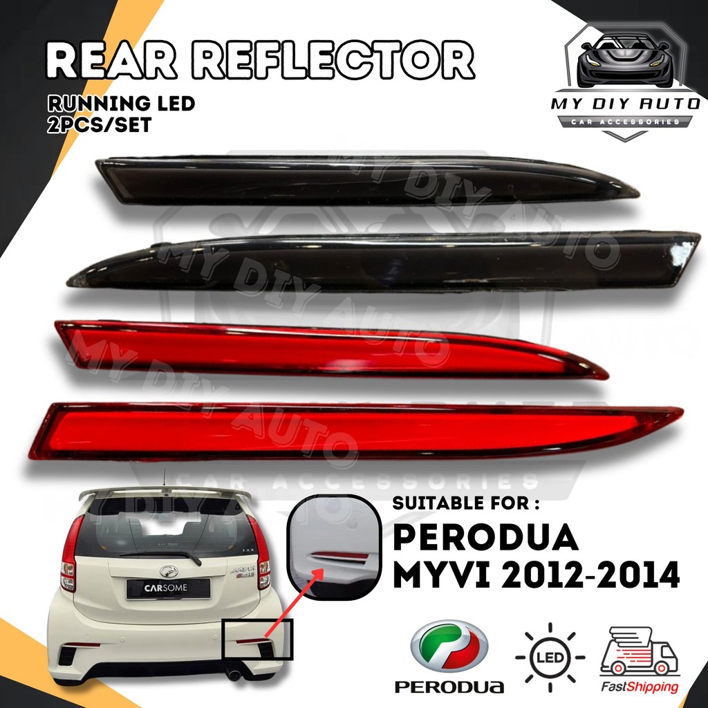 PERODUA MYVI ALZA AXIA Rear Bumper Reflector LED Lamp Running LED Lampu ...