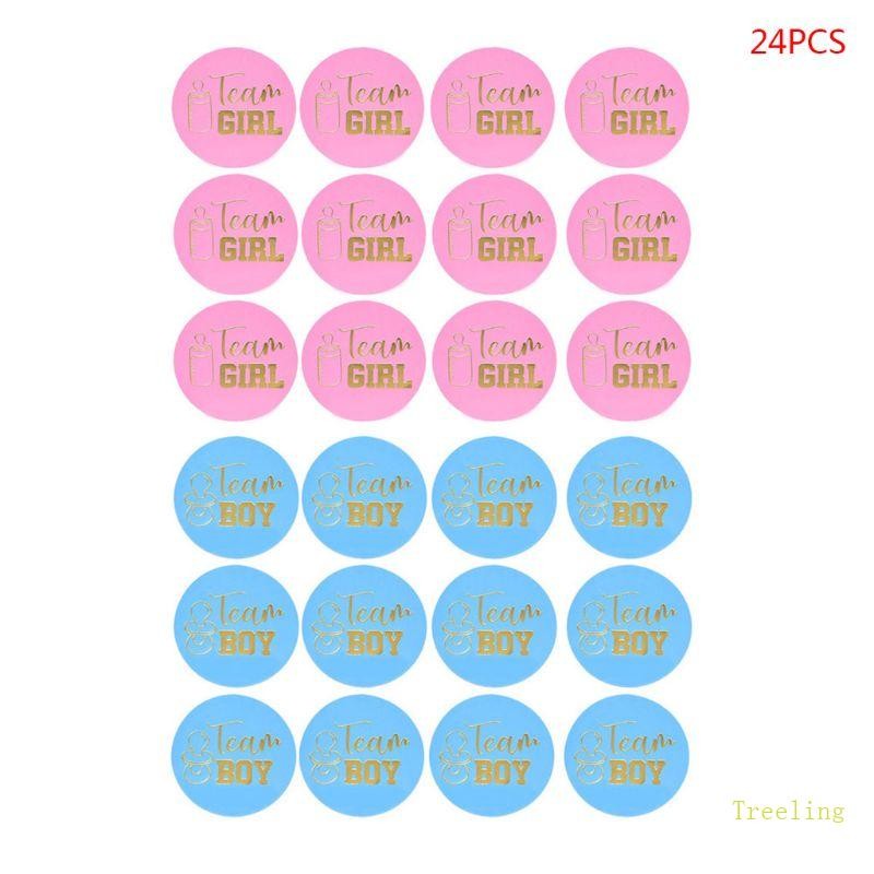 Treeling 24Pcs Gender Reveal Stickers Team Boy Team Girl Labels Party ...