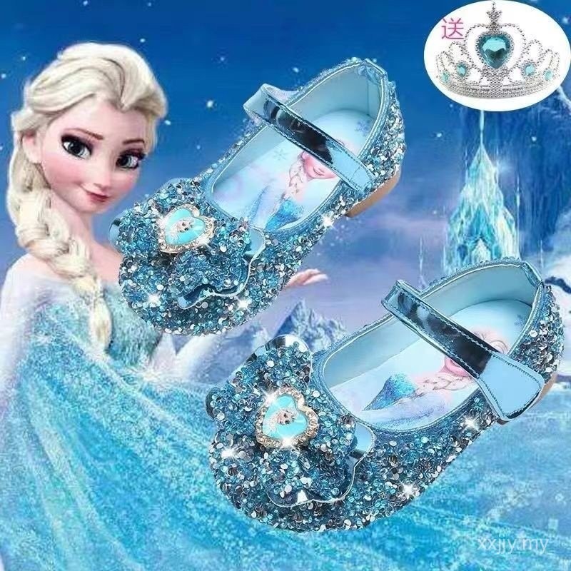 New Shoes Small Leather Shoes Elsa Crystal Little Girl Frozen Elsa ...