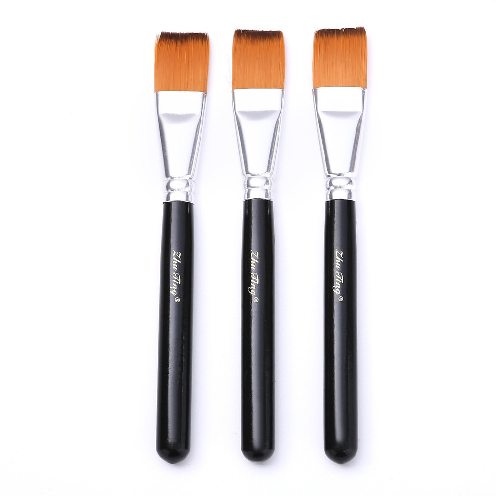 Short Pole Drawing Brush Flat Head Nylon Face Painting Brushes Soft ...