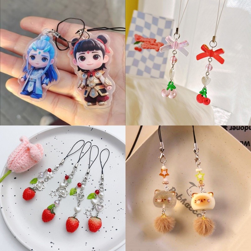 Nezha Ao Bing Keychain Multifuction Character Mobile Phone Chain ...