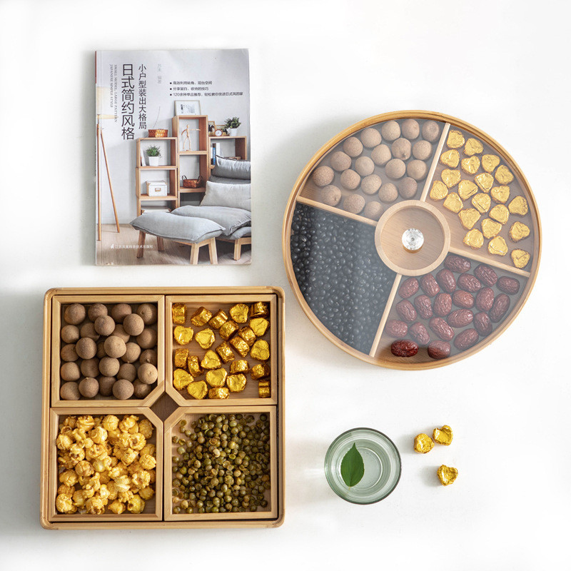 Pinggan Pembahagi Kayu Buluh Akrilik Bulat Persegi Segi Buah Kering ...