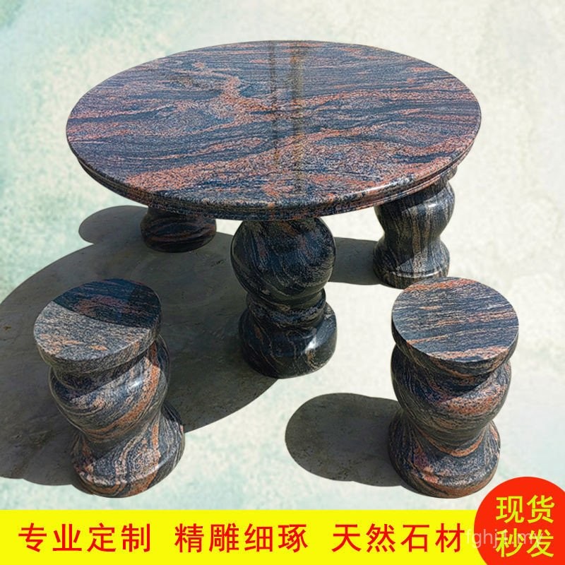 Stone Table Stone Stool Courtyard Set Natural Marble Dining Table ...