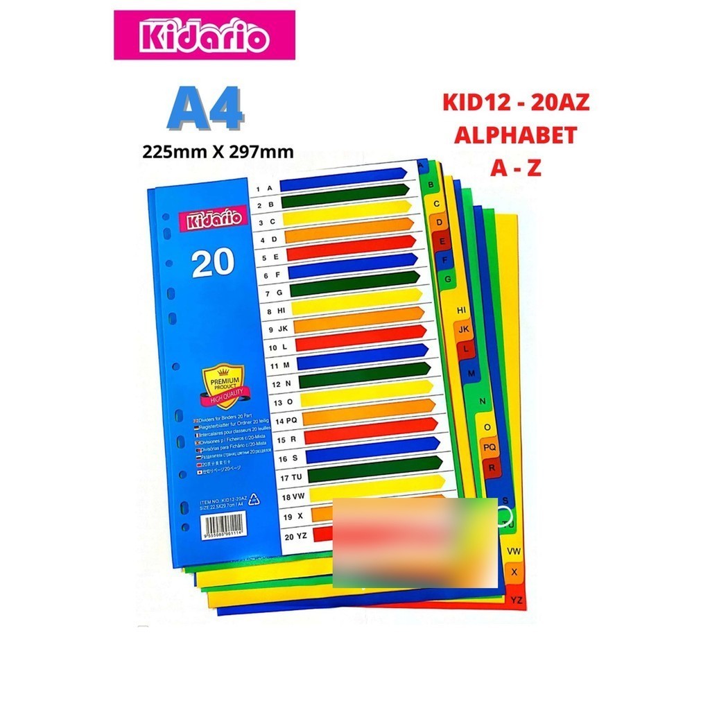 Kidario Index Divider A4 Paper Segmentation Filing Arch File Folder ...