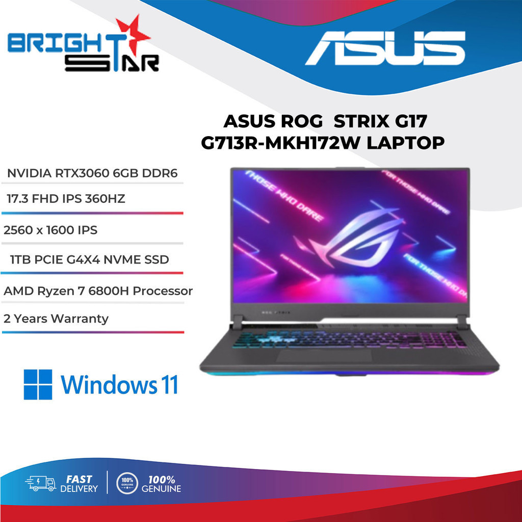 ASUS Rog Gaming Laptop Strix G17 G713 ( G713R-MKH172W ) Ryzen7 6800H ...