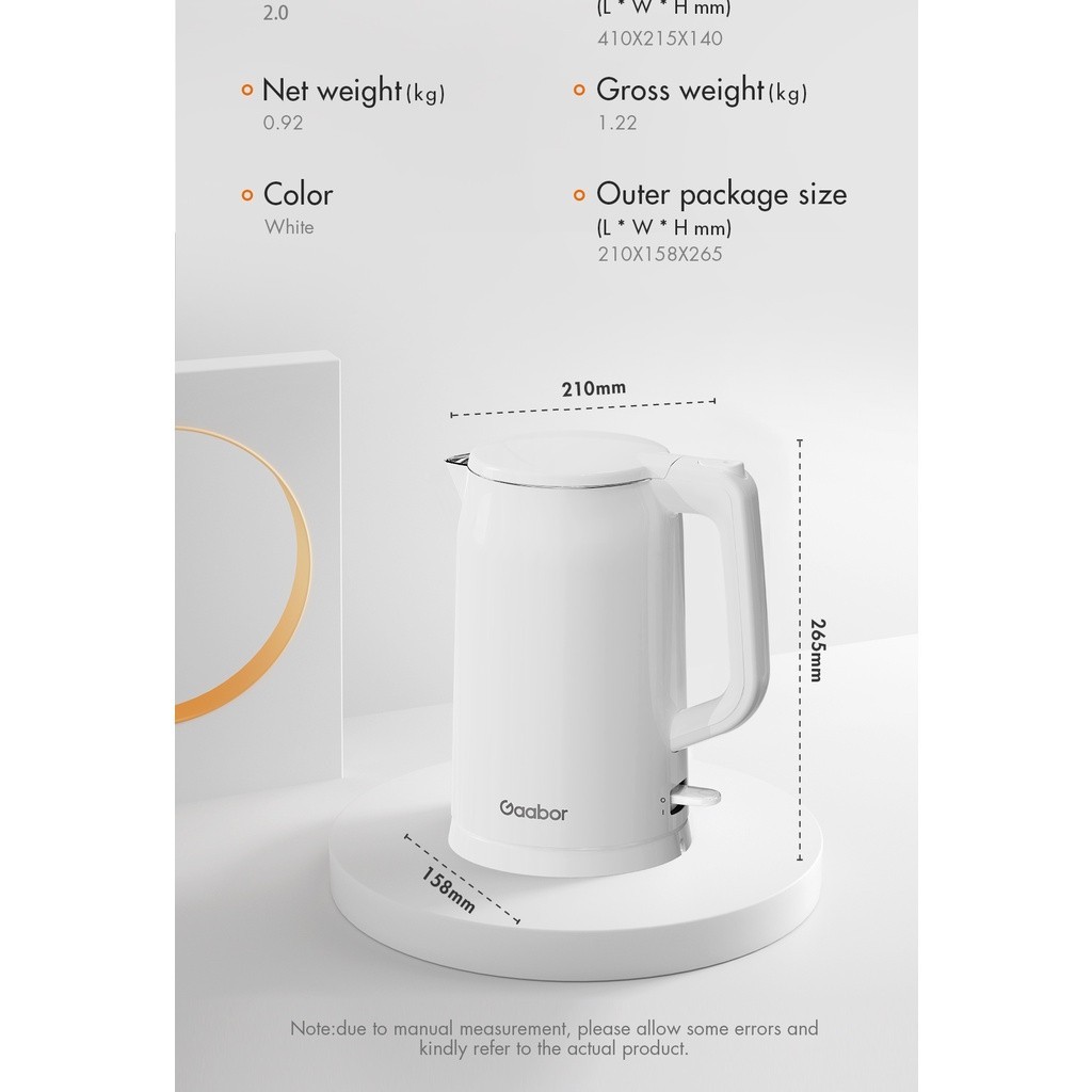 Gaabor Electric Hot Water Kettle (1500W/2L) EK20M-WH01A | Shopee Malaysia