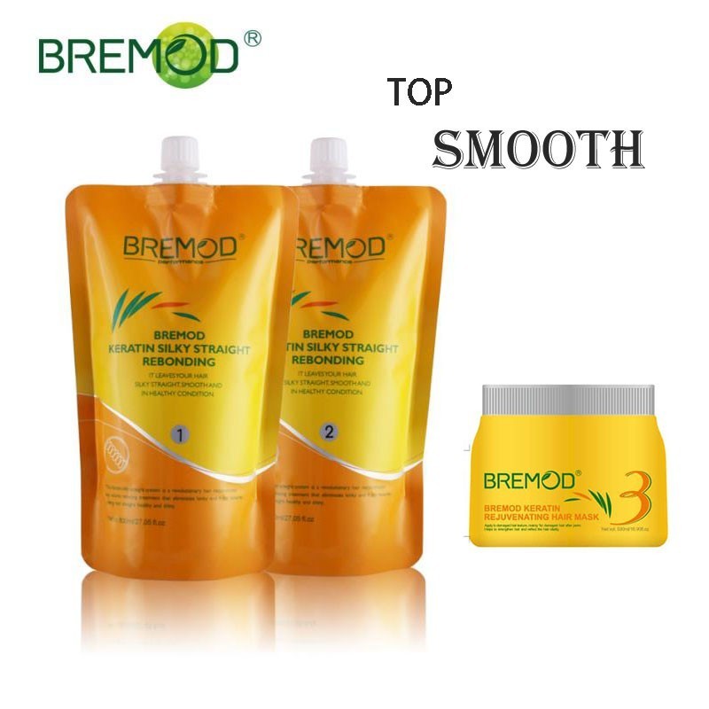 Rebonding Cream and Straight Hair 800ml BREMOD KERATIN Silky Straight ...