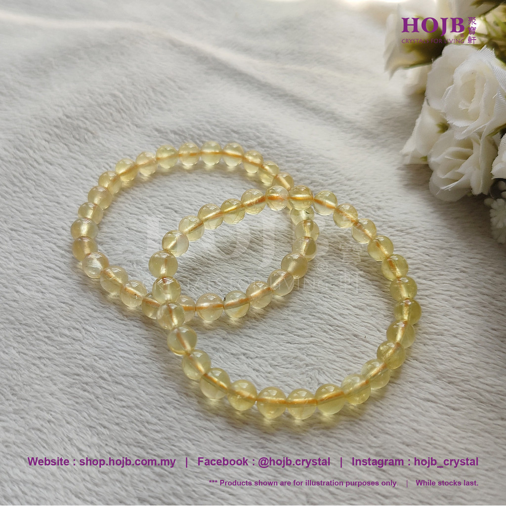 HOJB Natural Brazilian Golden Prehnite 5A Beads Bracelet 6.5mm 聚寶軒天然巴西金 ...