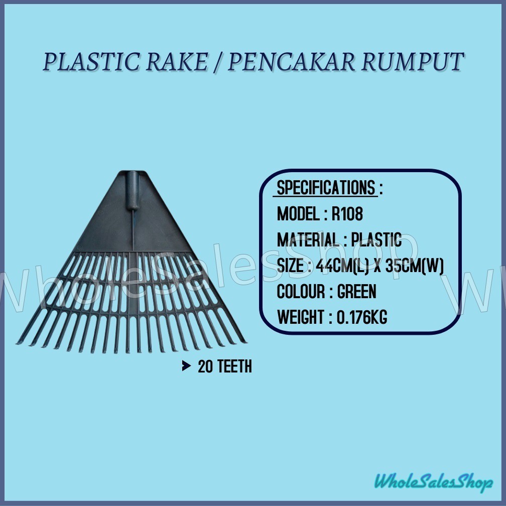 💥FAST DELIVERY💥PLASTIC RAKE PVC LAWN RAKE PENCAKAR RUMPUT PLASTIK - 20 ...