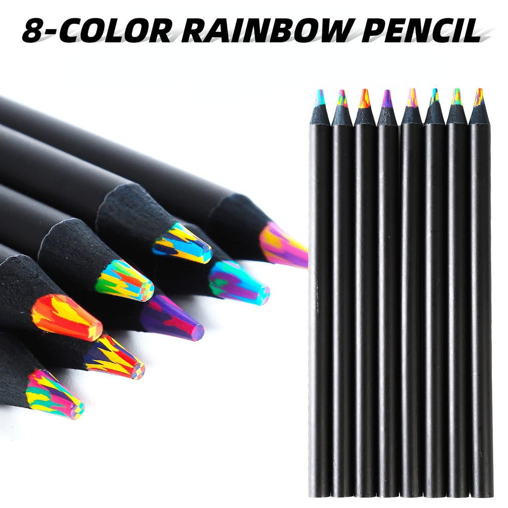 Kawaii Rainbow Colored Pencils Multicolored 8 in 1 Wooden Pencils ...