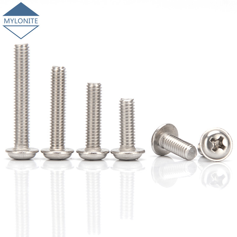 M2 M2.5 M3 M4 M5 304 Stainless Steel Phillips Round Head Screw Button Head Screws with Collar ...