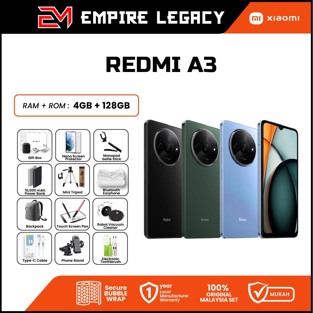 REDMI A3 [3GB RAM 64GB ROM] [8(4+4)GB RAM 128GB ROM] - Original XIAOMI ...